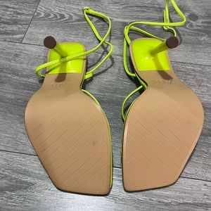 Zara | Shoes | Zara Neon Green Ankle Tie Heeled Sandals 38 | Poshmark